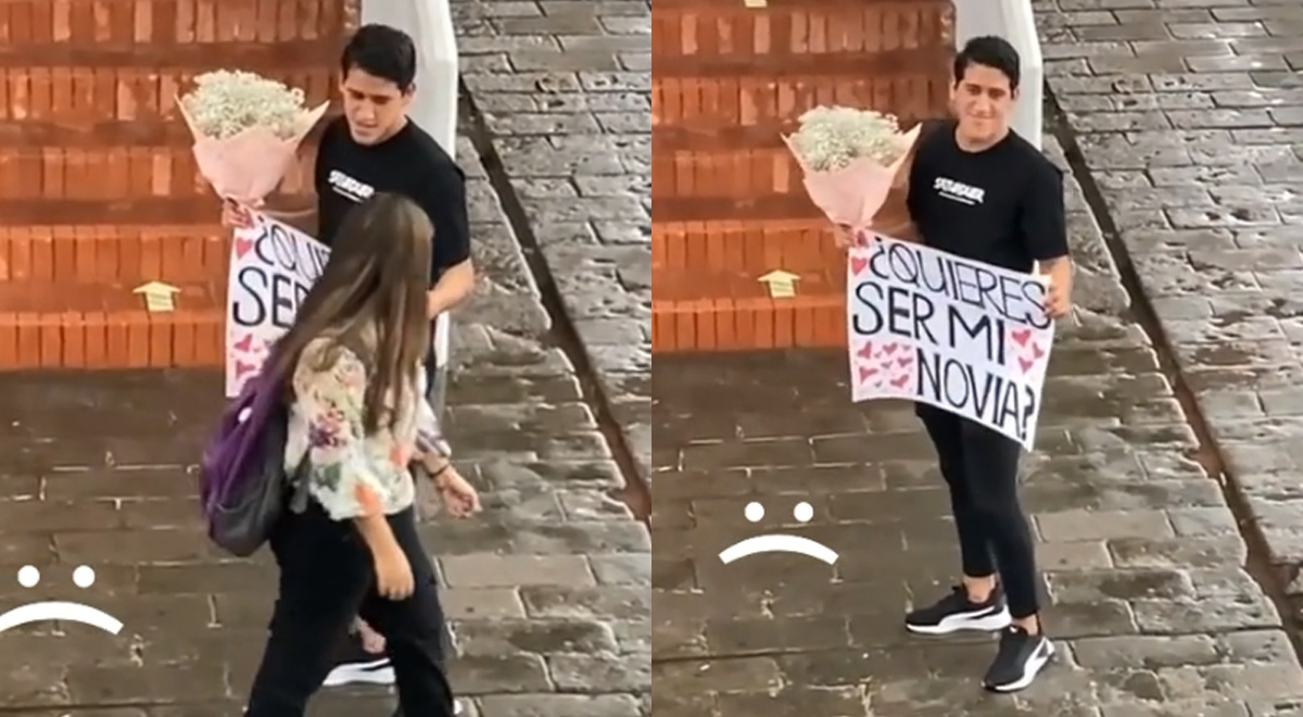Joven declara su amor con romántico cartel y flores, pero es rechazado ...